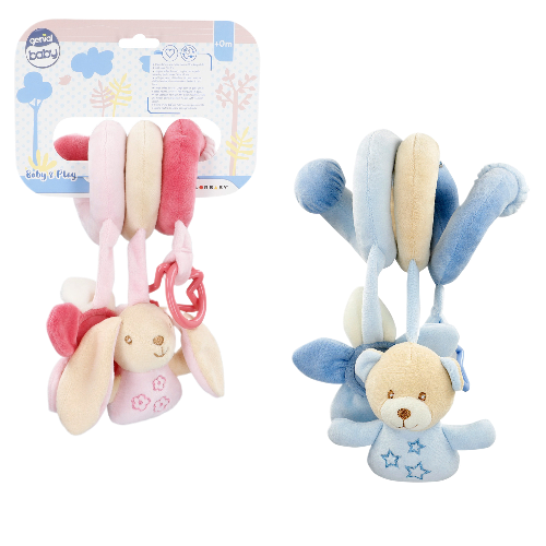Genial Baby Plush Animal Spiral Stroller Toy 45cm Blue/Grey/Pink ...