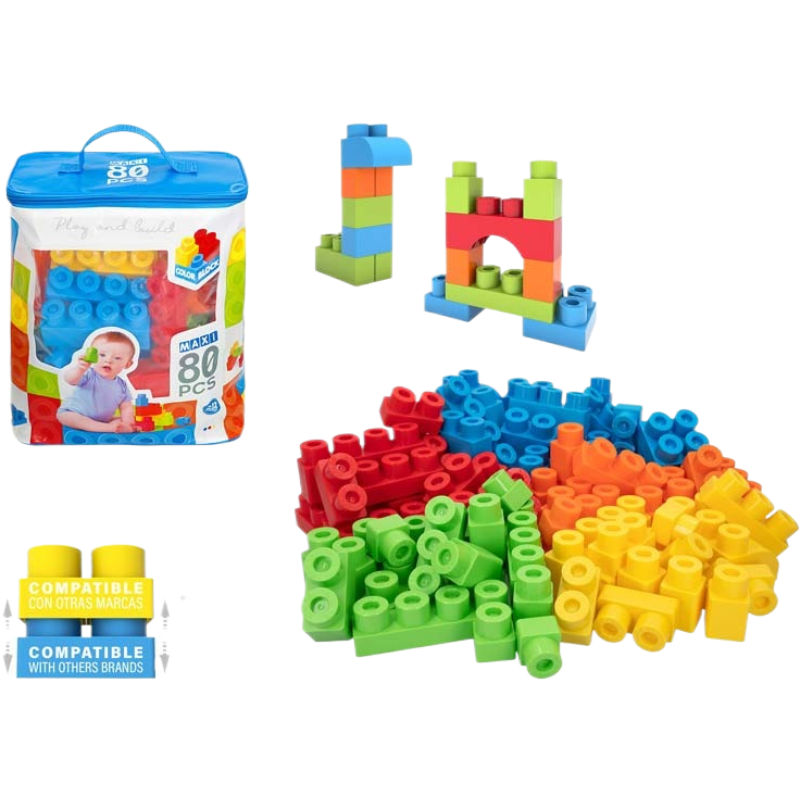ColorBlock Bag with 60pcs/80pcs Colourful Blocks – Toytastic Malta